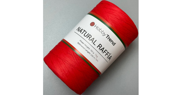 Red paper ribbon raffia, 250 m | Raffia Kyiv