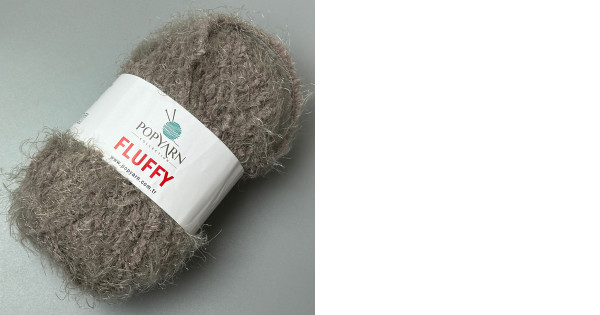 Серо-бежевая плюшевая пряжа Fluffy, 100 г | Raffia Kyiv